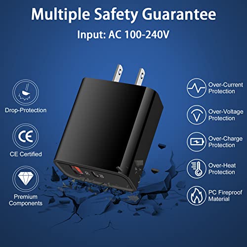 Type C Fast Charger for Google Pixel 7 Pro 7 6a 6 Pro 6 5a 5G 5 XL 4a 4 XL 3a,Samsung Galaxy A14 A13 5G A53 S22 S23, 38W Auto Car Charger Plug,20W PD&QC3.0 Wall Power Adapter, 6FT USB C Charging Cable