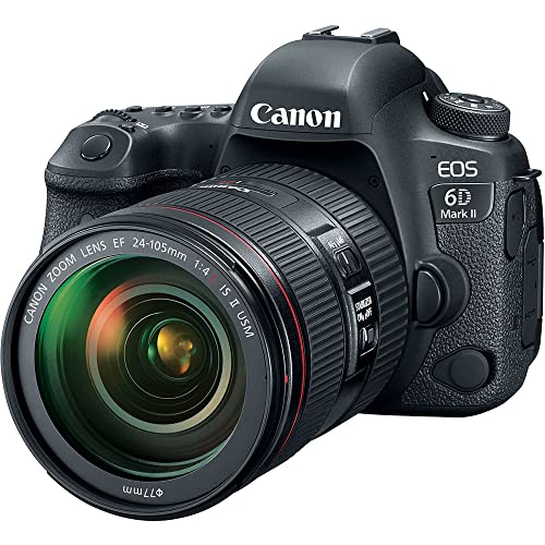 Canon EOS 6D Mark II DSLR Camera with 24-105mm f/4L II Lens (1897C009), EOS Bag, Sandisk Ultra 64GB Card, Care and Cleaning Set and More (Renewed)
