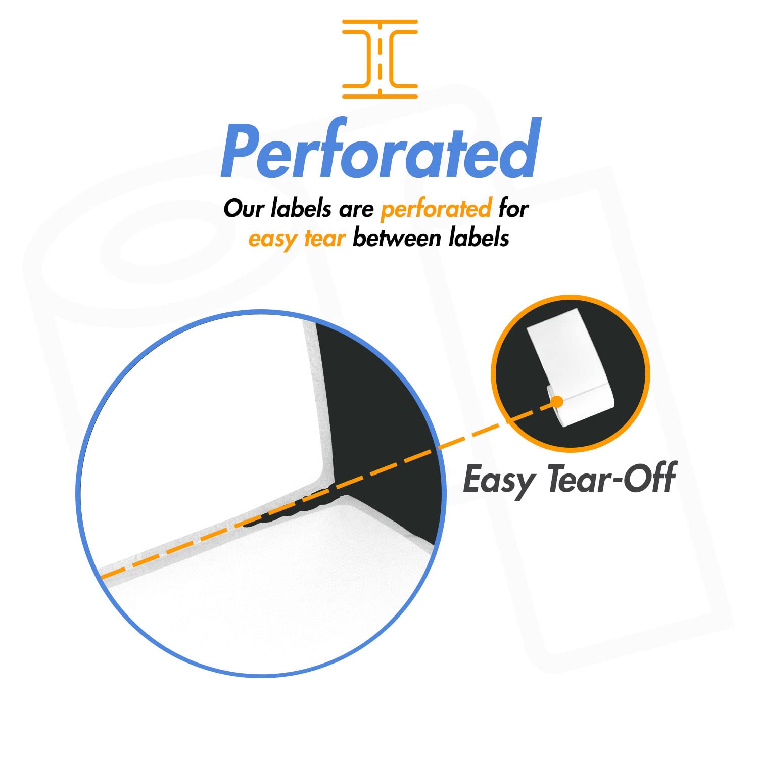OfficeSmartLabels - 3" x 3" Direct Thermal Labels - Compatible with Zebra & Rollo Desktop Printers and More – 1” Core, Permanent Adhesive & Perforated [500/Roll, 2000 Labels in 4 Rolls]
