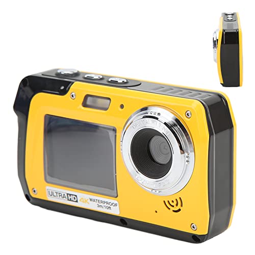 Asixxsix 4K Digital Camera, 56MP 18X Digital Zoom 10ft Waterproof Underwater Vlogging Camera with Dual IPS Screen, Micro USB 2.0 Port and Microphone Rechargeable Students Compact Camera for Travel