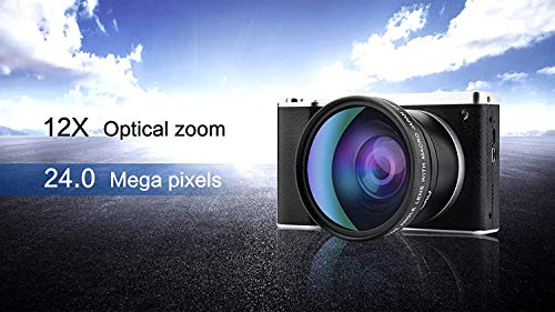 Digital Camera 24MP 4.0 Inch Touch Monitor Camera for Backpacking FHD Mini Compact Wide Angle Lens Pocket Camera for Photography(2 batteries Included)