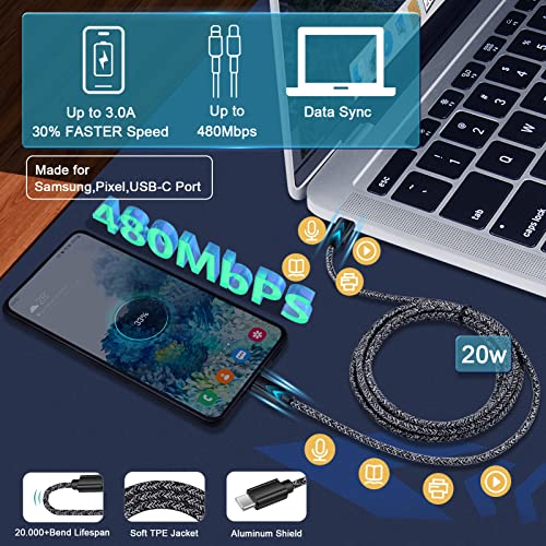 Type C Fast Charger for Google Pixel 7 Pro 7 6a 6 Pro 6 5a 5G 5 XL 4a 4 XL 3a,Samsung Galaxy A14 A13 5G A53 S22 S23, 38W Auto Car Charger Plug,20W PD&QC3.0 Wall Power Adapter, 6FT USB C Charging Cable