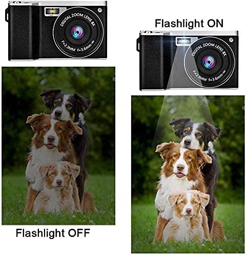 Digital Camera 24MP 4.0 Inch Touch Monitor Camera for Backpacking FHD Mini Compact Wide Angle Lens Pocket Camera for Photography(2 batteries Included)
