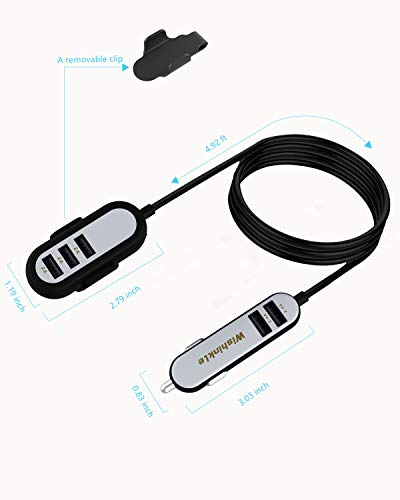 Wishinkle 5 USB Car Charger, 54W Multi Ports Car Charger Adapter, 5ft USB Splitter Vehicle Charger for Samsung Galaxy Note9/S9/S9+ and More