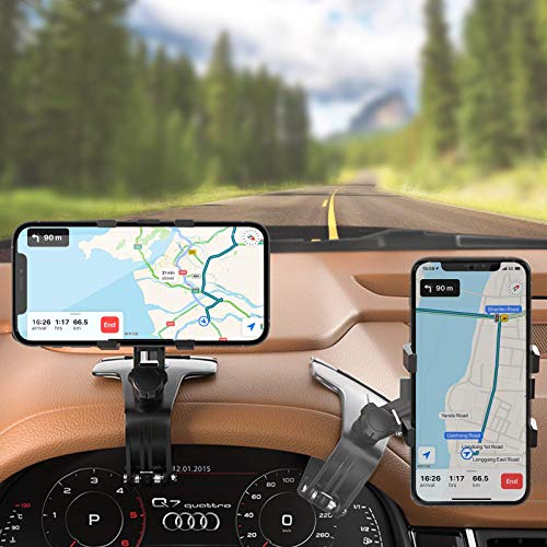 wipalor 2021 Upgraded Car Phone Holder Mount for Dashboard, 1200° Rotating Cell Phone Holder for Car, Universal Big Clamp Car Phone Mount Compatible with iPhone, Samsung, Moto and More