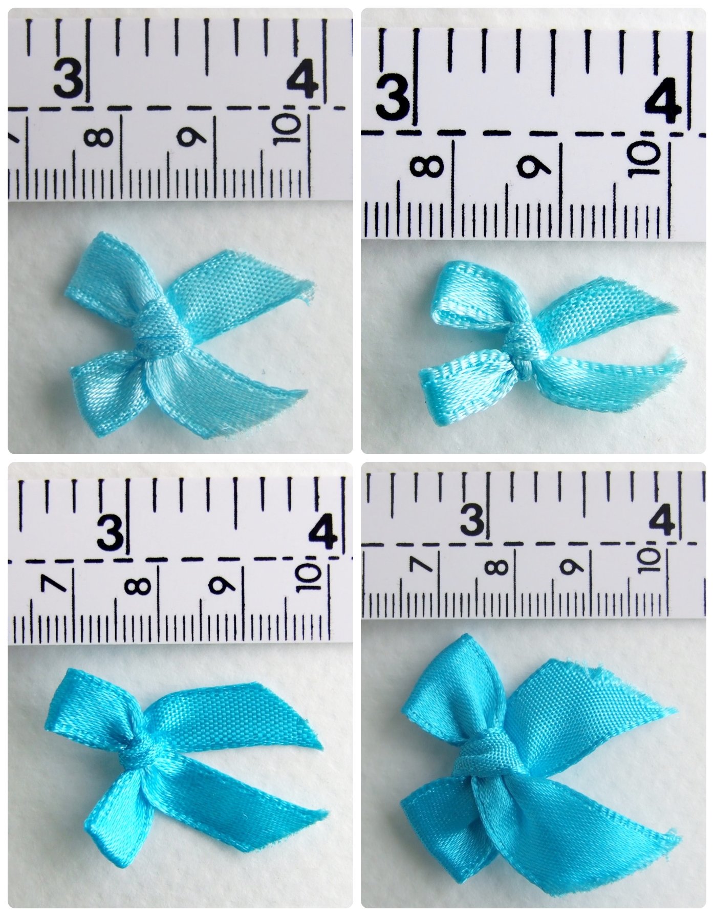ICRAFY 100 Tiny Lavender Purple Satin Ribbon Bows Sweet Mini Embellishment Craft Artificial Applique Wedding Ribbon Width 7 mm.