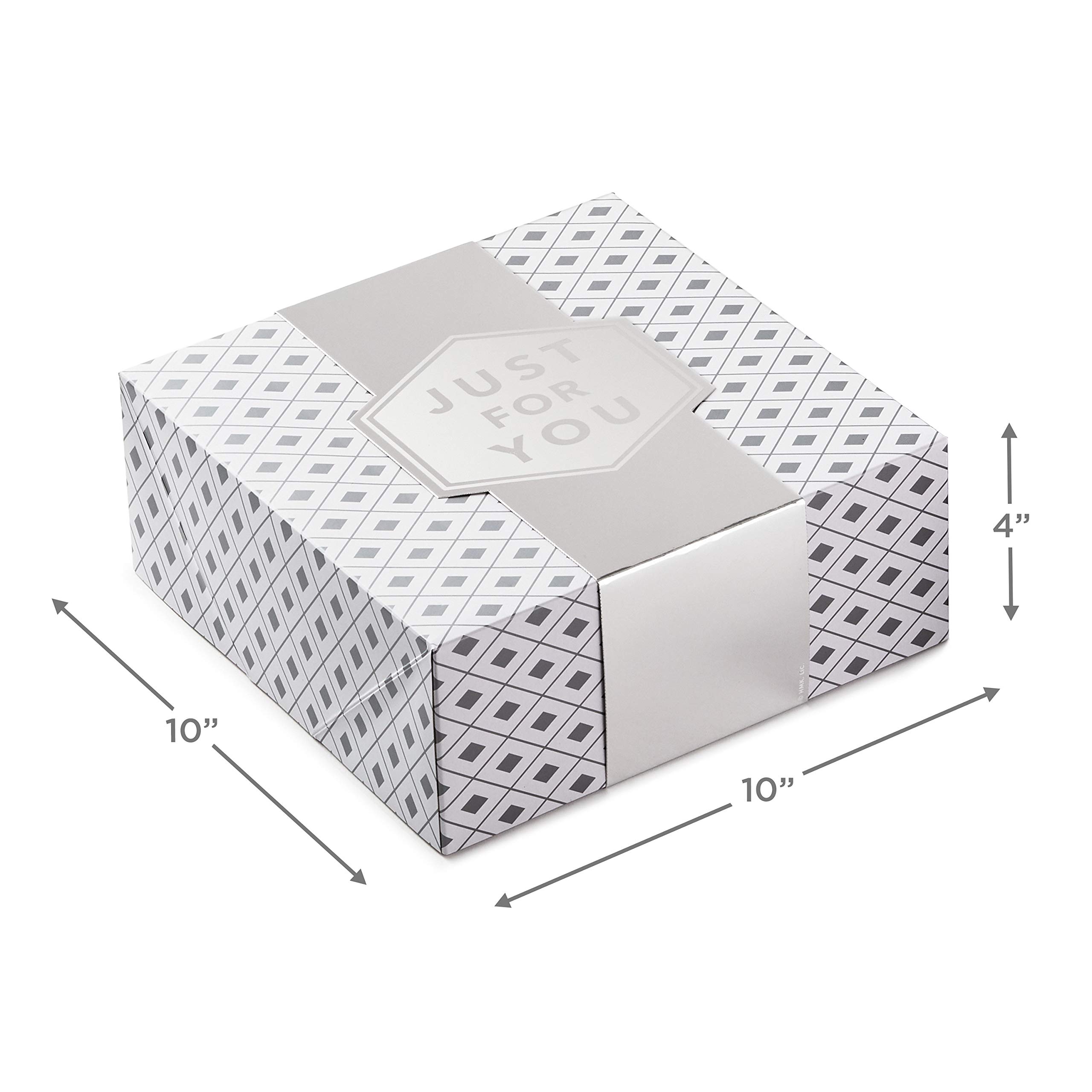 Hallmark 10" Large Gift Boxes with Wrap Bands (2-Pack: Silver and White, "Just For You") for Weddings, Graduations, Christmas, Valentine's Day, Birthdays