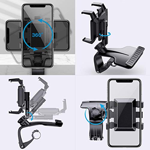 wipalor 2021 Upgraded Car Phone Holder Mount for Dashboard, 1200° Rotating Cell Phone Holder for Car, Universal Big Clamp Car Phone Mount Compatible with iPhone, Samsung, Moto and More