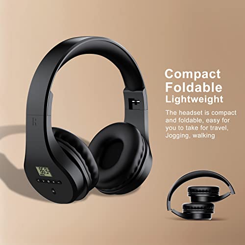 Portable Rechargeable FM Radio Headphones Bluetooth Earmuffs, Transistor Radios with Best Reception, Wireless Radio Headset Built-in Mic, Support TF Card. Walkman Radio for Mowing,Jogging, Working
