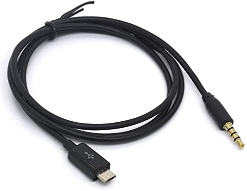 PIIHUSW Micro USB to 3.5mm Audio Output Cable - Gold Plated 4 Pole 3.5mm Male to Micro B Male Car Aux Audio Extension Cord for Android(1M/3.3Ft)