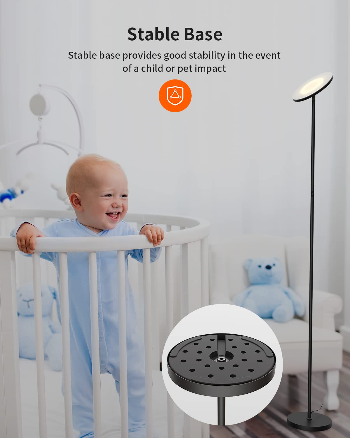 OYU LED Floor Lamp, LED Torchiere Floor Lamp, Lamp That Lights Up Whole Room, Bright Floor Lamp 30W/2500LM, 3000K-6500K with Night Light Mode & Touch Control, LED Floor Lamps for Living Room, Bedroom