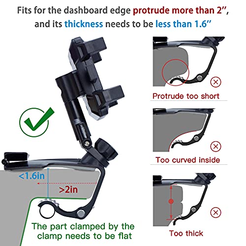 wipalor 2021 Upgraded Car Phone Holder Mount for Dashboard, 1200° Rotating Cell Phone Holder for Car, Universal Big Clamp Car Phone Mount Compatible with iPhone, Samsung, Moto and More