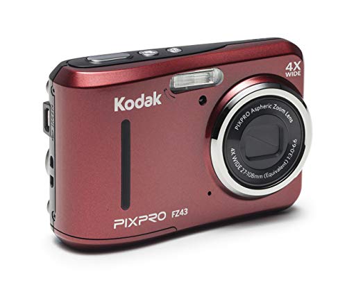 Kodak PIXPRO Friendly Zoom FZ43-RD 16MP Digital Camera with 4X Optical Zoom and 2.7in LCD Screen (Red) (Renewed)