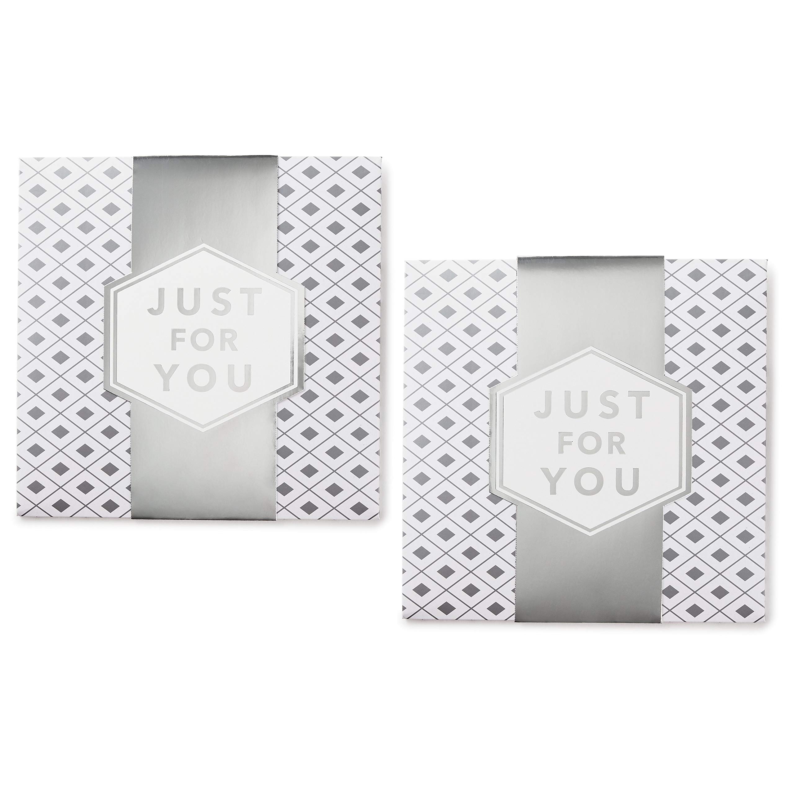 Hallmark 10" Large Gift Boxes with Wrap Bands (2-Pack: Silver and White, "Just For You") for Weddings, Graduations, Christmas, Valentine's Day, Birthdays