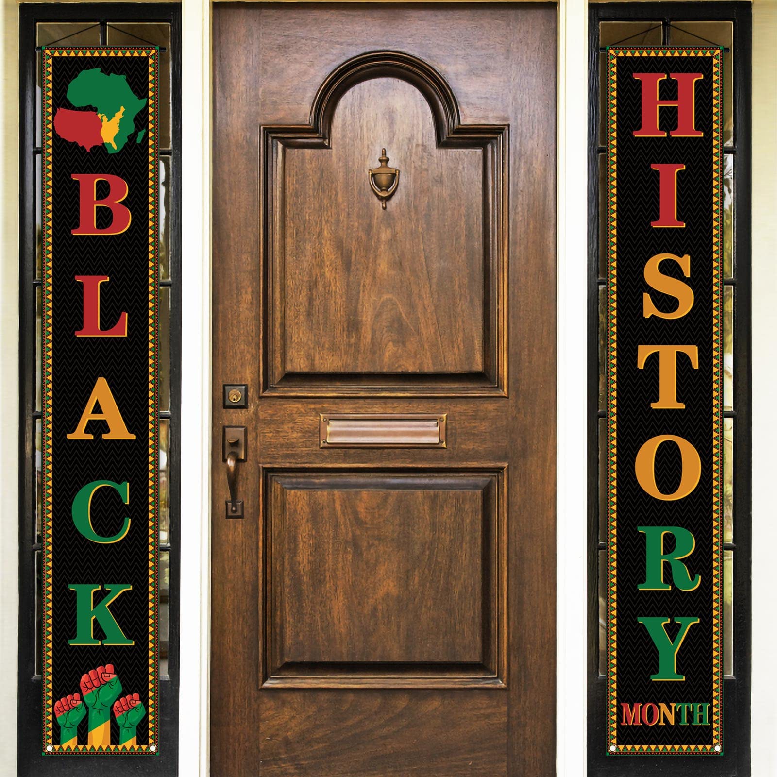 Nepnuser Black History Month Porch Banner African American National Holiday Front Door Welcome Hanging Sign Home Outdoor Decoration