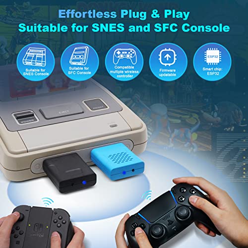 BITFUNX RetroScaler Wireless Bluetooth Adapter for SNES/SFC, Compatible with PS3/PS4/PS5, Xbox One S, Series X/S, Switch Pro, Video Game Console Converter