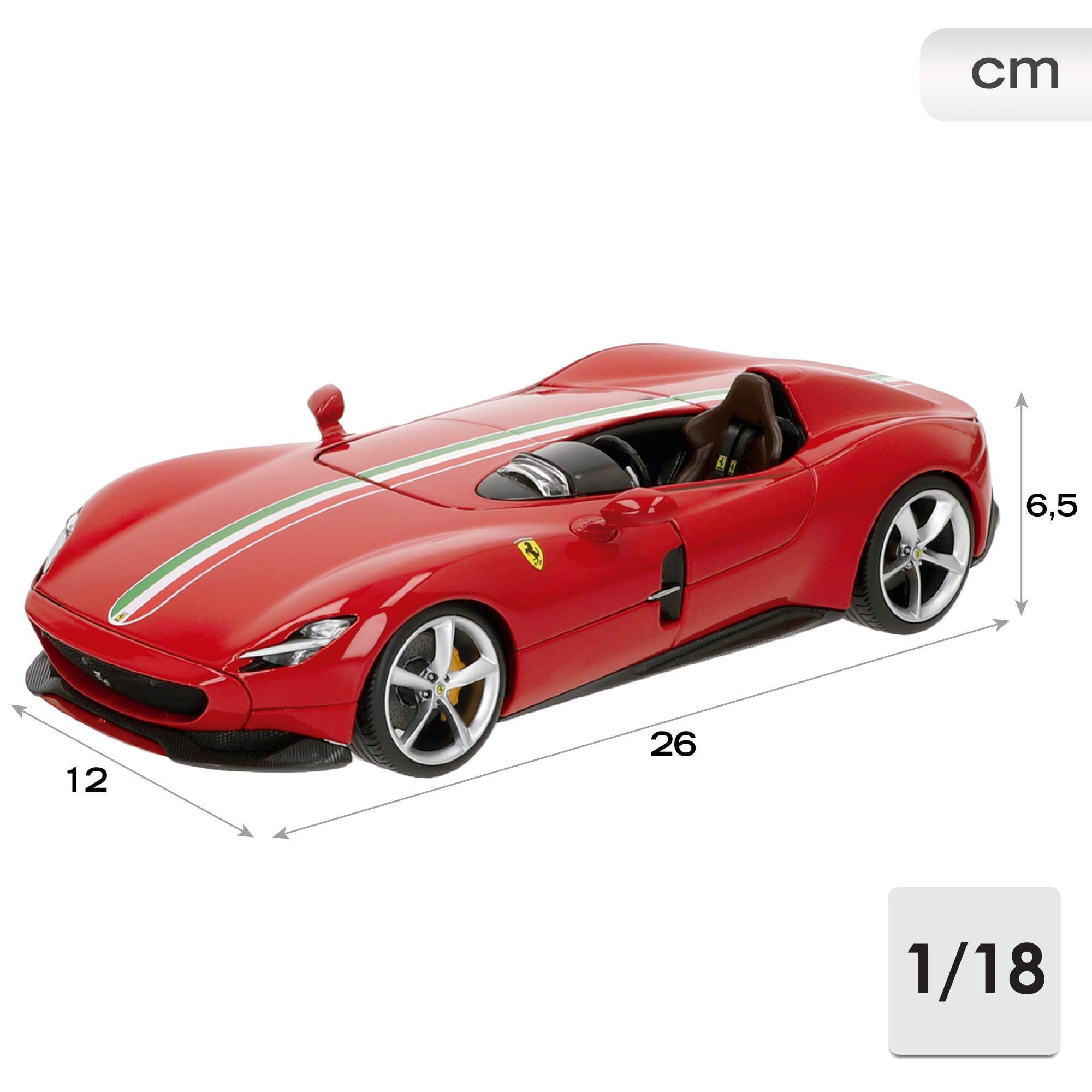 Bburago B18-16909 1:18 Ferrari Signature Monza SP-1, Assorted Designs and Colours