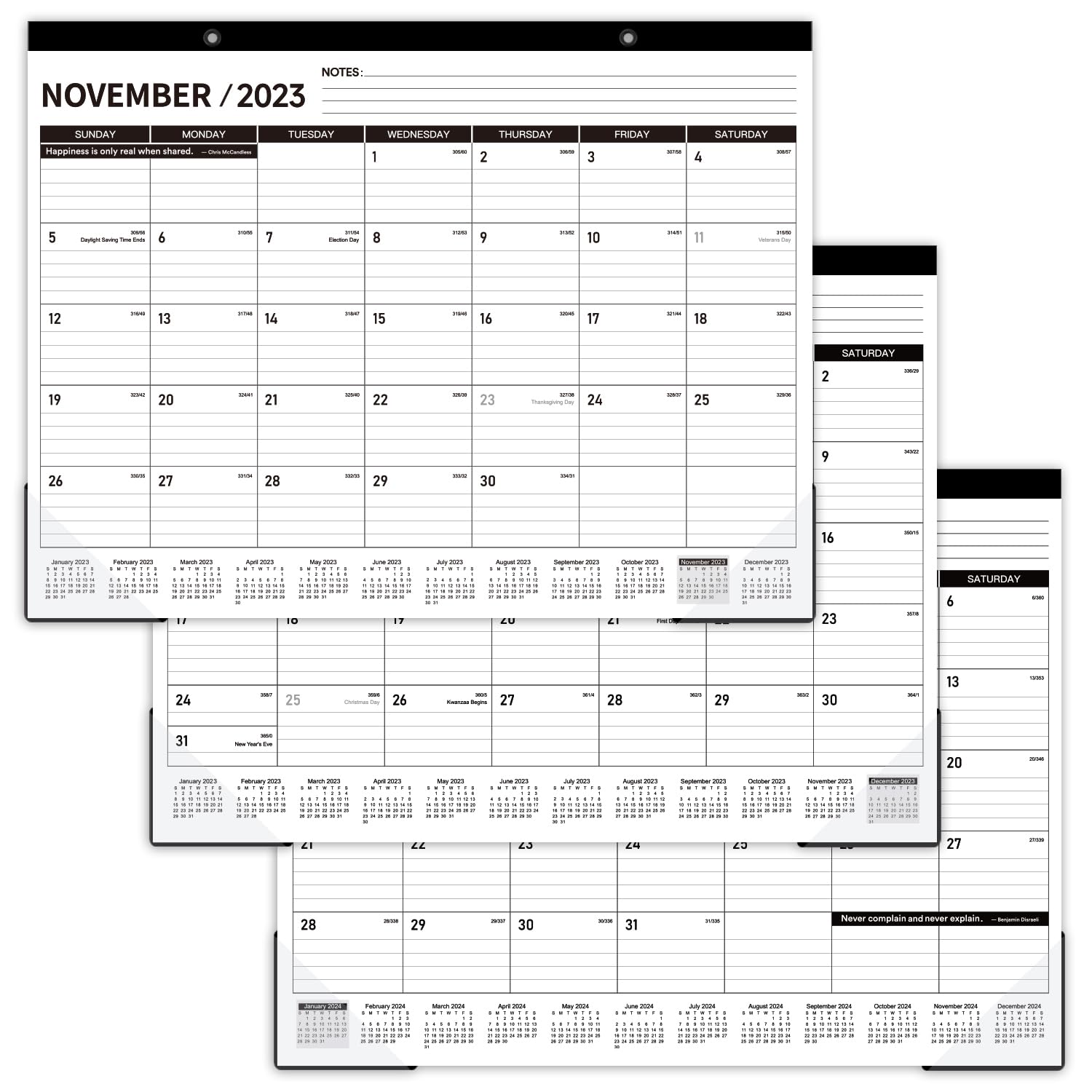 2023 Desk Calendar - Large Desk Calendar 2023-2024, 22" x 17", Jan 2023 β Jun 2024, 18 Monthly Desk/Wall Calendar 2-in-1, Thick Paper, Corner Protector, Desk Pad, Large Ruled Blocks - Classic Black