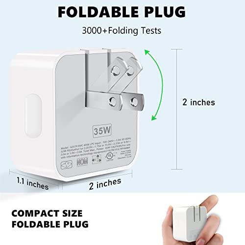 ZTTXL 35W USB C Charger Block, Dual USB-C Port Compact Power Adapter, PD 3.0ββββ Fast Wall Charger 2Pcs 5FT C to L, C to C for iPhone14 Pro/14 Pro Max/iPhone13/Samsung/iPad/Speaker/AirPods and etc
