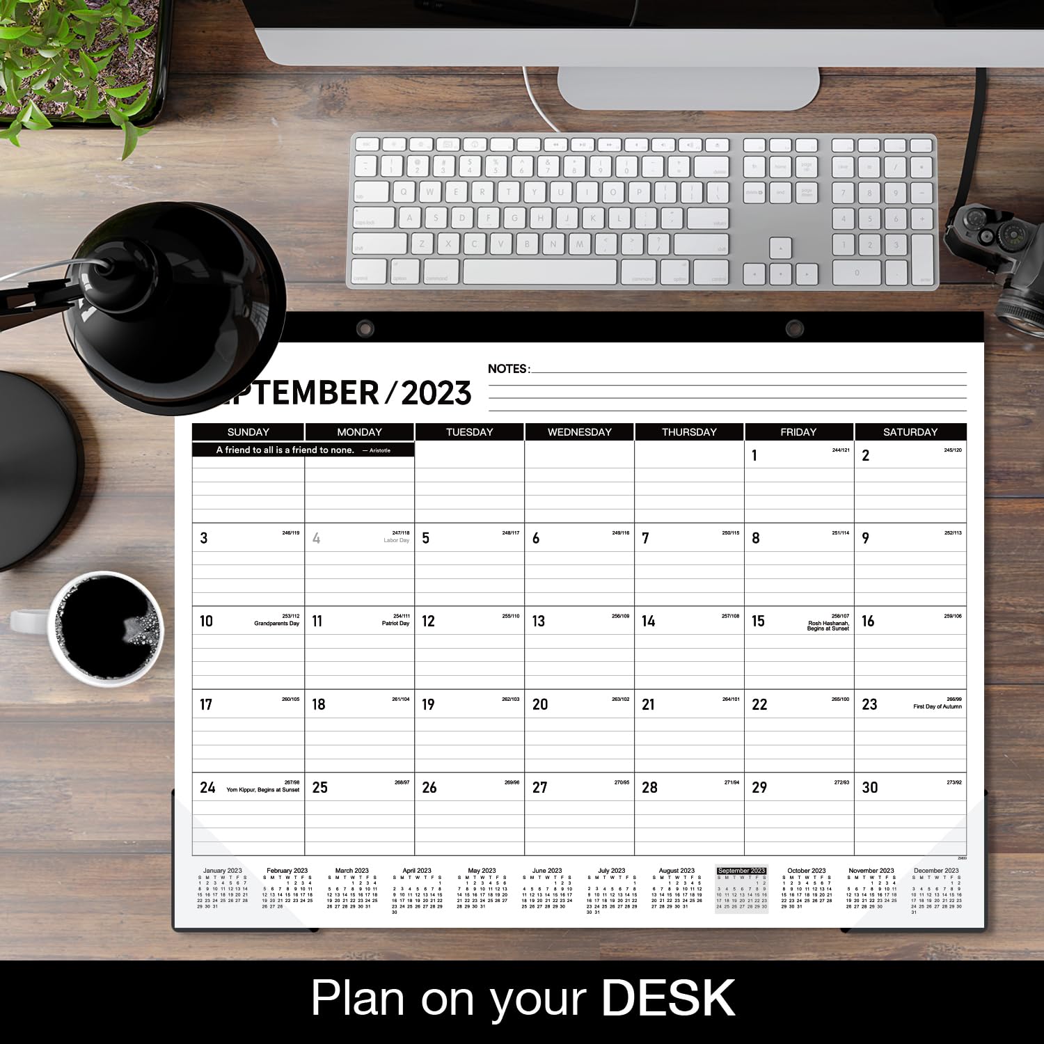 2023 Desk Calendar - Large Desk Calendar 2023-2024, 22" x 17", Jan 2023 β Jun 2024, 18 Monthly Desk/Wall Calendar 2-in-1, Thick Paper, Corner Protector, Desk Pad, Large Ruled Blocks - Classic Black