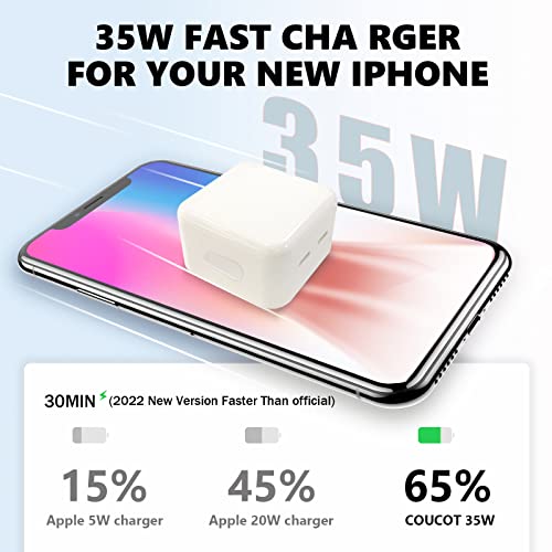 ZTTXL 35W USB C Charger Block, Dual USB-C Port Compact Power Adapter, PD 3.0ββββ Fast Wall Charger 2Pcs 5FT C to L, C to C for iPhone14 Pro/14 Pro Max/iPhone13/Samsung/iPad/Speaker/AirPods and etc