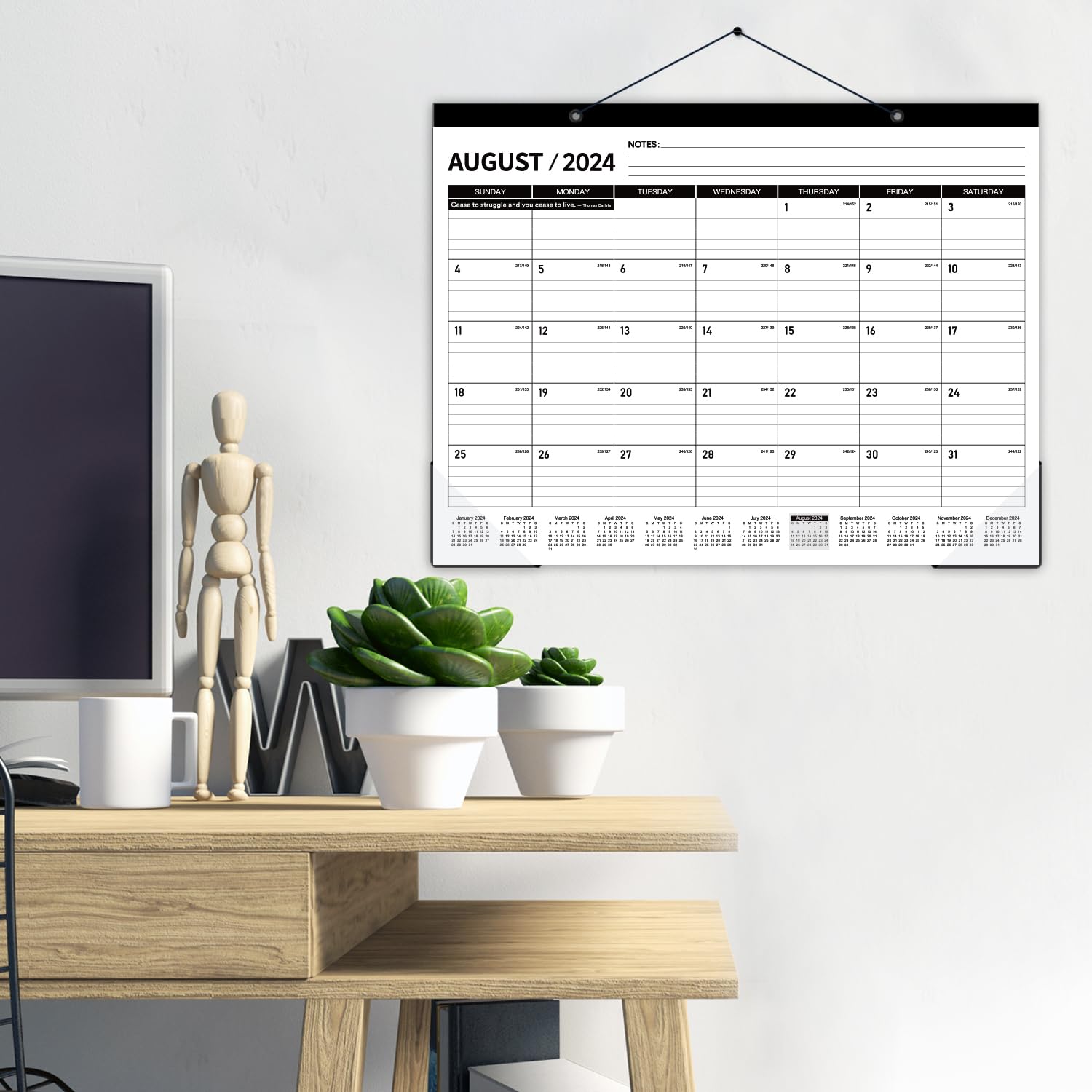 2023 Desk Calendar - Large Desk Calendar 2023-2024, 22" x 17", Jan 2023 β Jun 2024, 18 Monthly Desk/Wall Calendar 2-in-1, Thick Paper, Corner Protector, Desk Pad, Large Ruled Blocks - Classic Black