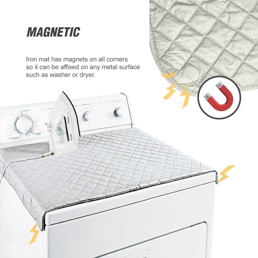 Ruibo Magnetic Ironing Mat Blanket Ironing Board Replacement,Iron Board Alternative Cover / Quilted Washer Dryer Heat Resistant Pad / Portable Ironing Board Cover/Mat Grey 33"X 18"