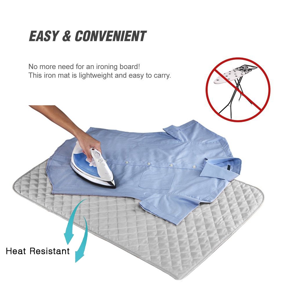 Ruibo Magnetic Ironing Mat Blanket Ironing Board Replacement,Iron Board Alternative Cover / Quilted Washer Dryer Heat Resistant Pad / Portable Ironing Board Cover/Mat Grey 33"X 18"