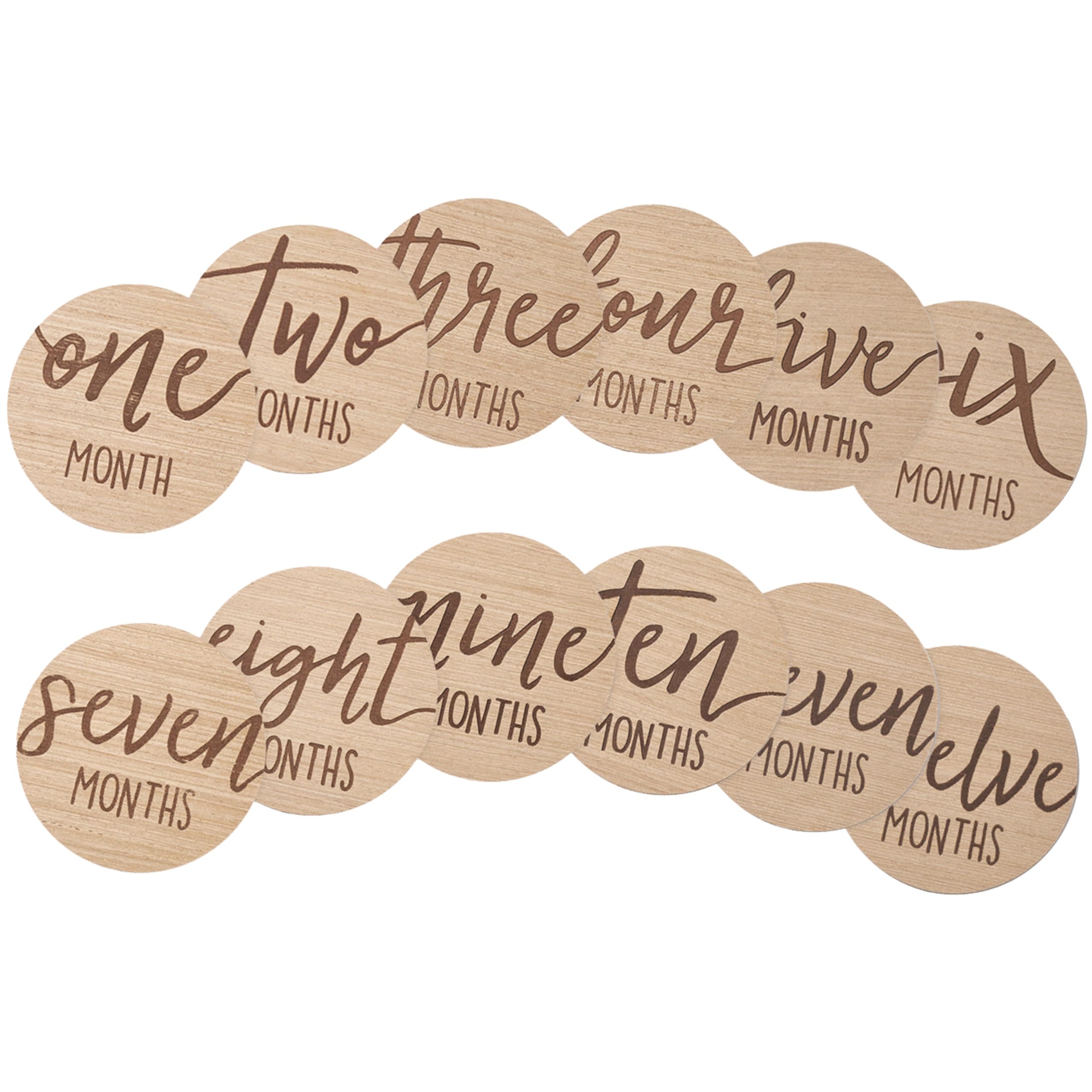 Kate & Milo Baby Monthly Milestone Marker Discs, Reversible Photo Props, Baby Growth and Pregnancy Growth Cards, Wooden