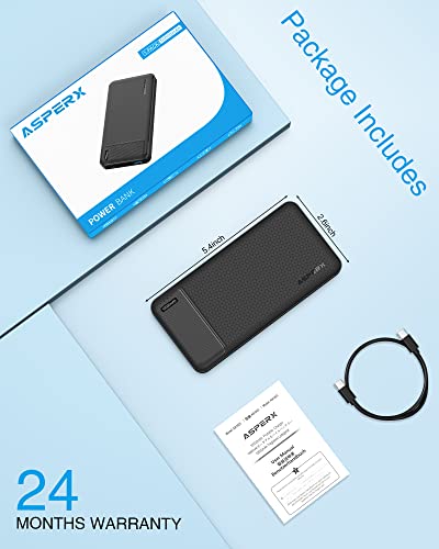 AsperX 2 Packs 22.5W Power Bank Fast Charging, 10000mAh USB C Portable Charger Power Bank (Black+Red)