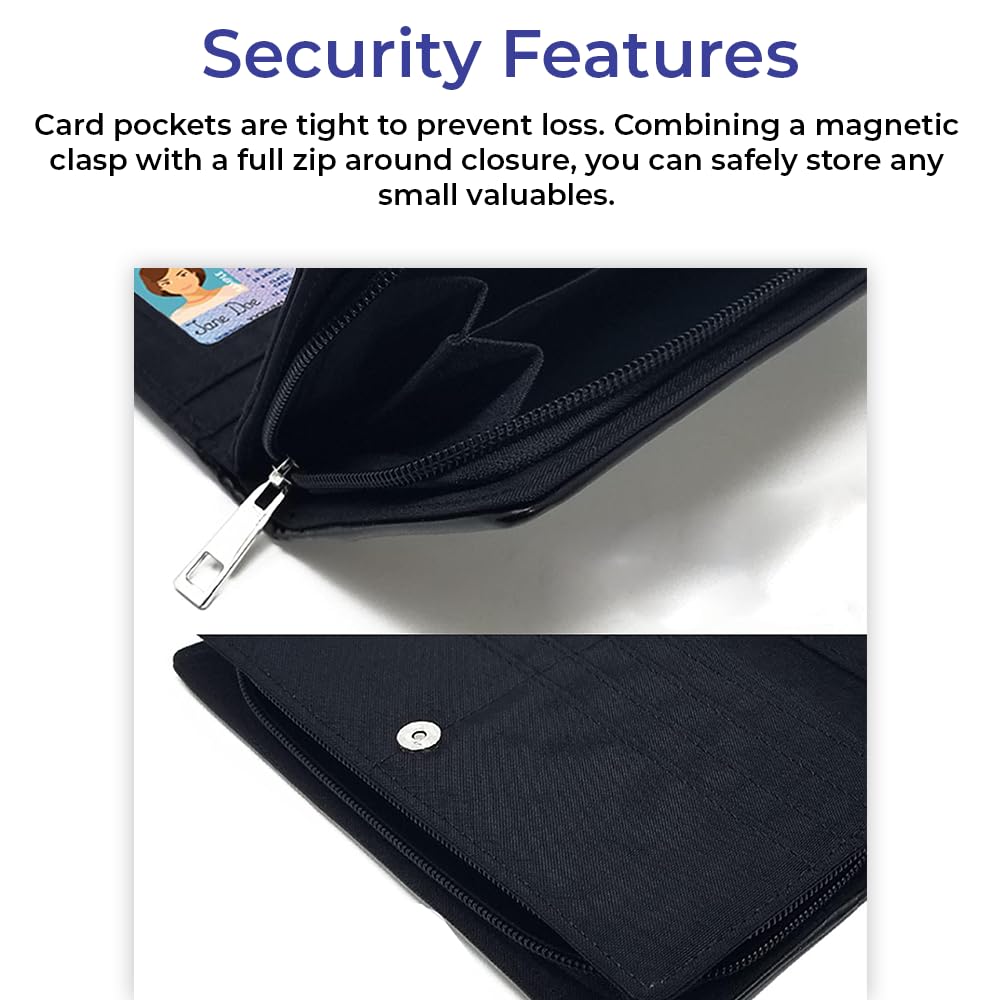SAGEFINDS Holy Bible Book Wallet | Multi Card and Cash Holder | Magnetic Clasp Closure and Zip Around | Vinyl | 4” x 7.5”