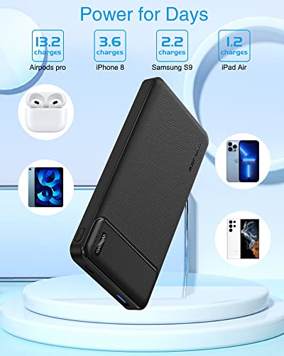 AsperX 2 Packs 22.5W Power Bank Fast Charging, 10000mAh USB C Portable Charger Power Bank (Black+Red)