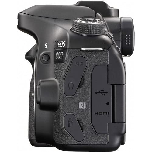 Canon EOS 80D DSLR Camera (Body Only) (1263C004), 64GB Memory Card, Case, Card Reader, Flex Tripod, Hand Strap, Cap Keeper, Memory Wallet, Cleaning Kit (Renewed)
