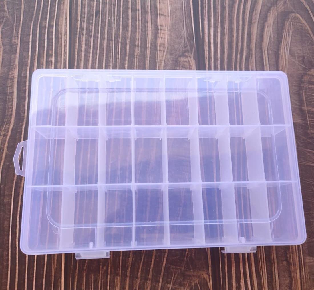 Clear Plastic Storage Box Compartments with Adjustable Dividers, Portable Transparent Beads Earring Jewelry Organizer Holder with Lid for Craft Nail Art Tackle Fishing Hooks Medicine Container Box, 24 Grids