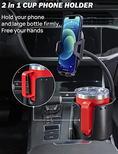 JOYTUTUS Cup Holder Phone Holder for car, Upgraded Universal Cell Phone Mount for Car, Large Car Cup Holder Expander, with Elastic Force Piece, Compatible with iPhone, Samsung & All Smartphones