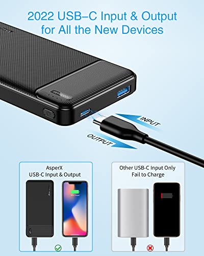 AsperX 2 Packs 22.5W Power Bank Fast Charging, 10000mAh USB C Portable Charger Power Bank (Black+Red)