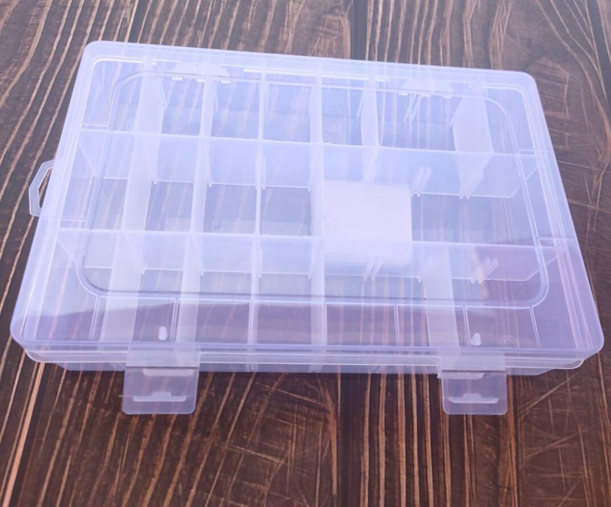 Clear Plastic Storage Box Compartments with Adjustable Dividers, Portable Transparent Beads Earring Jewelry Organizer Holder with Lid for Craft Nail Art Tackle Fishing Hooks Medicine Container Box, 24 Grids