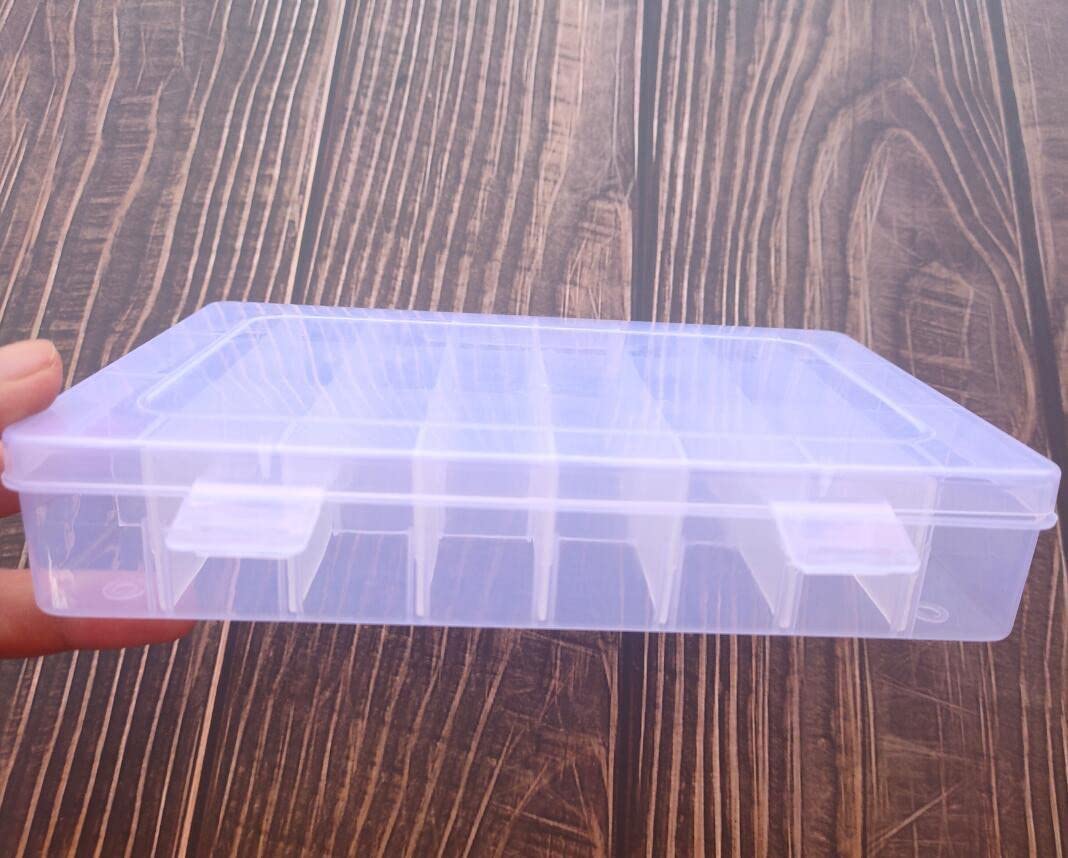 Clear Plastic Storage Box Compartments with Adjustable Dividers, Portable Transparent Beads Earring Jewelry Organizer Holder with Lid for Craft Nail Art Tackle Fishing Hooks Medicine Container Box, 24 Grids