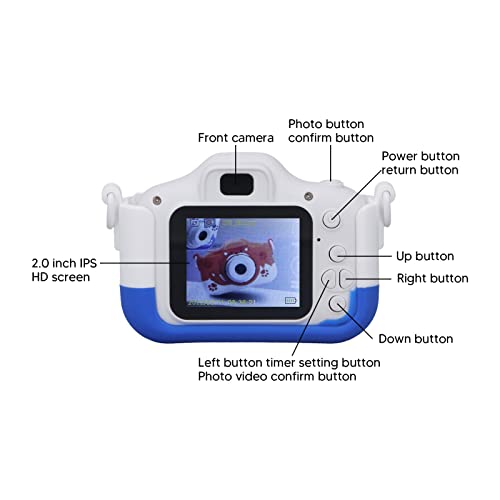 Kids Camera, Small Shape Portable High Definition Kids Camera with USB Charge Blue Childrens Cute Cartoon Four Filters Mini 40MP HD Digital Camera