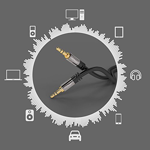 Aux Cord – 10ft– 3.5mm Audio Cable, Designed in Germany with Break-Proof Metal Plug (Headphone Cable & aux Cable for iPhone/car/Laptop, Auxiliary Cord, 3.5mm Male to Male, Black) – by CableDirect