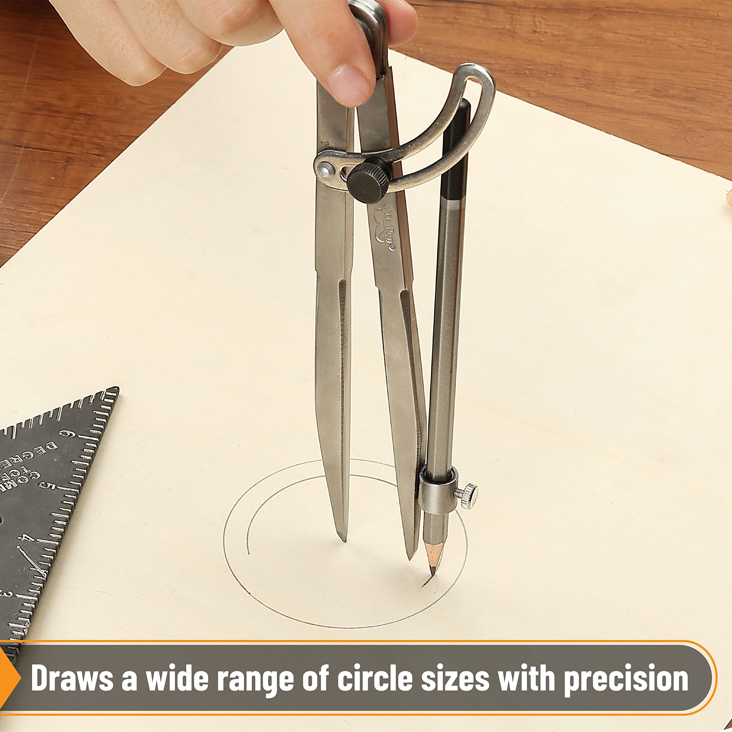 Mr. Pen- Professional Compass for Woodworking, 8 Inch Compass with Wing, Large Compass for Geometry, Compass Drawing Tool, Woodworking Compass, Pencil Compass for Carpenter, Drafting, Drawing Compass