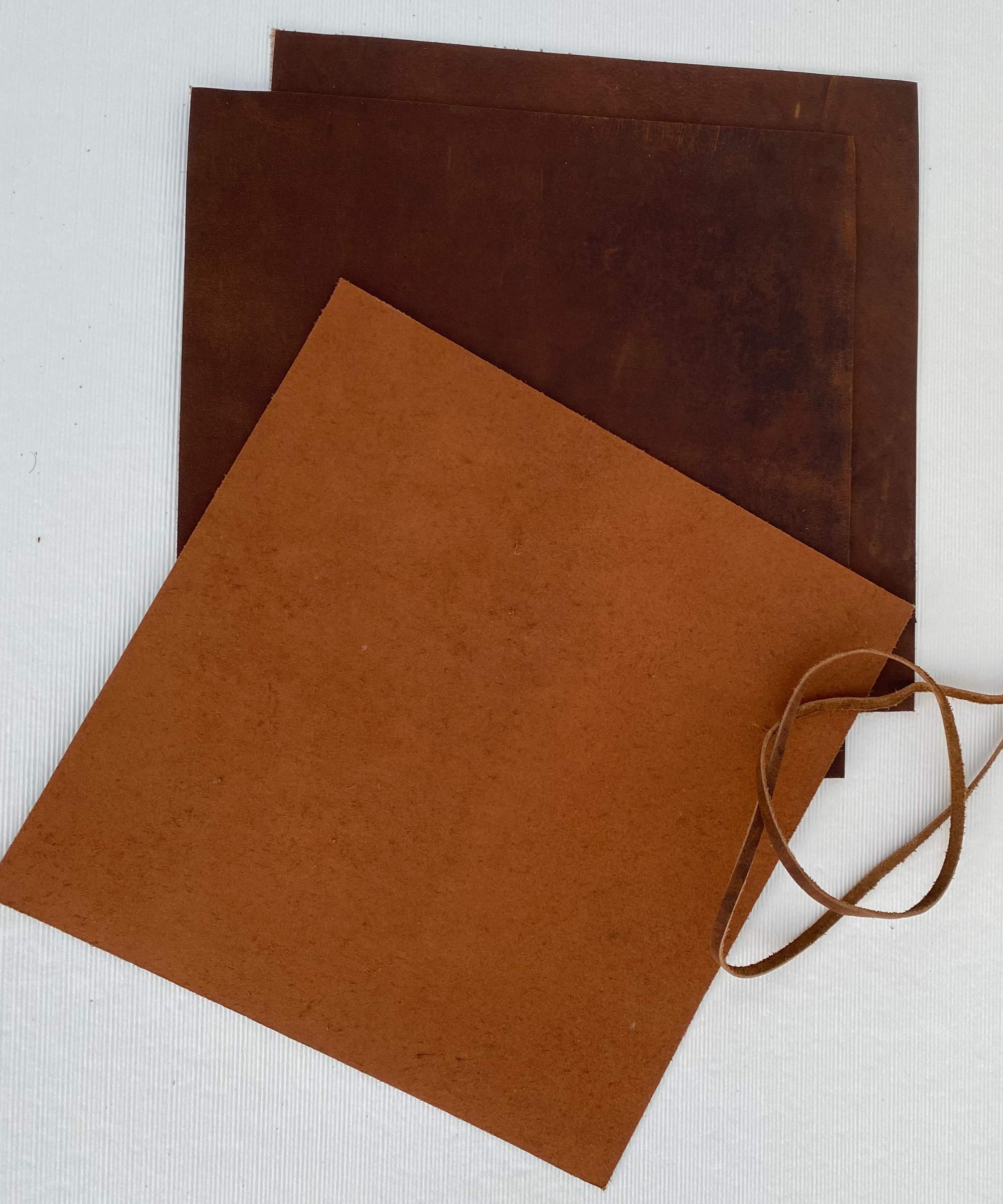 Genuine Leather Sheets for Leather Crafts - Full Grain Buffalo Leather Squares- Great for Jewelry, Leather Wallets, Cricut, Arts & Crafts β Includes 3 Sheets (12x12")+ Leather Cord (36")