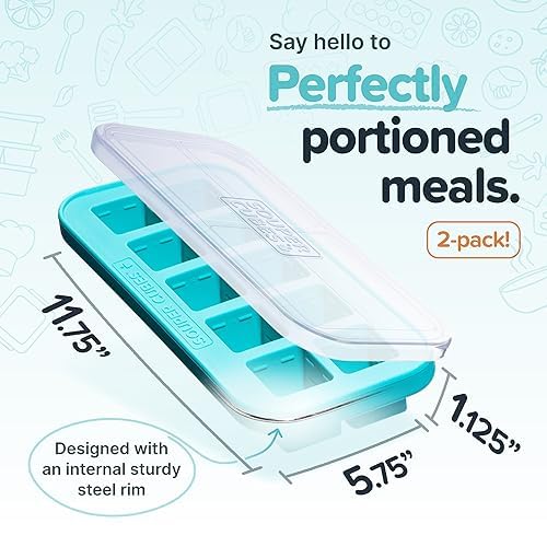 Souper Cubes 2 Tablespoon Freezing Tray with lid, Aqua color, Pack of Two