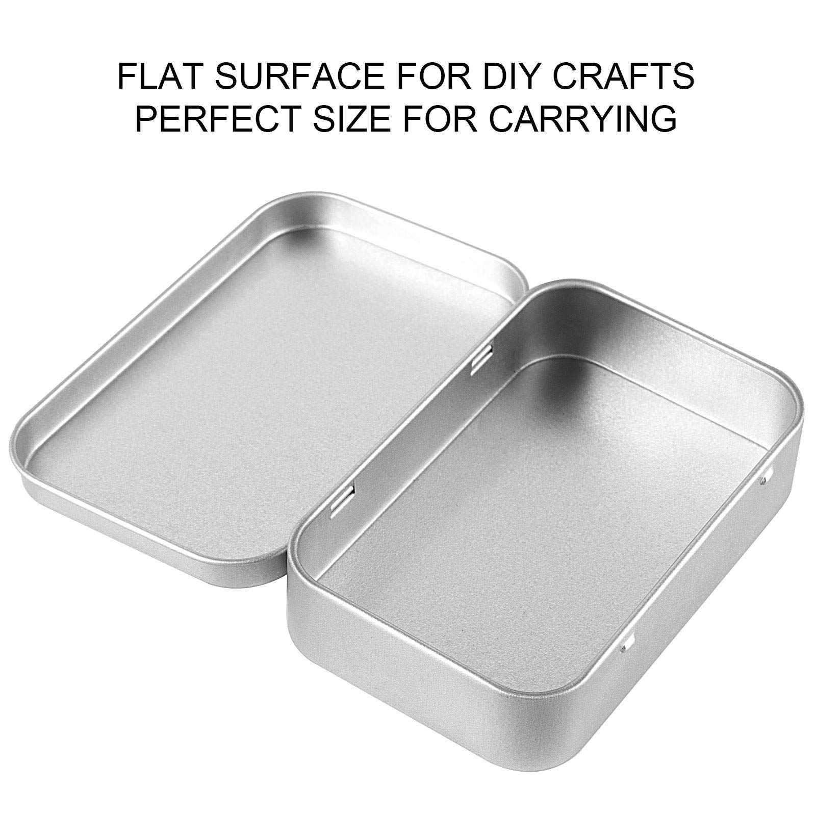 ZOENHOU 60 PCS 3.7 x 2.3 x 0.8 Inch Silver Rectangular Hinged Tins Box Containers, Portable Small Storage Tin Box with Lids, Metal Home Organizer for Jewelry Crafts Candy Gift Card Holder