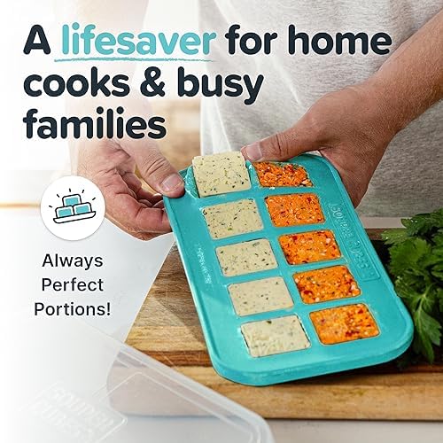 Souper Cubes 2 Tablespoon Freezing Tray with lid, Aqua color, Pack of Two