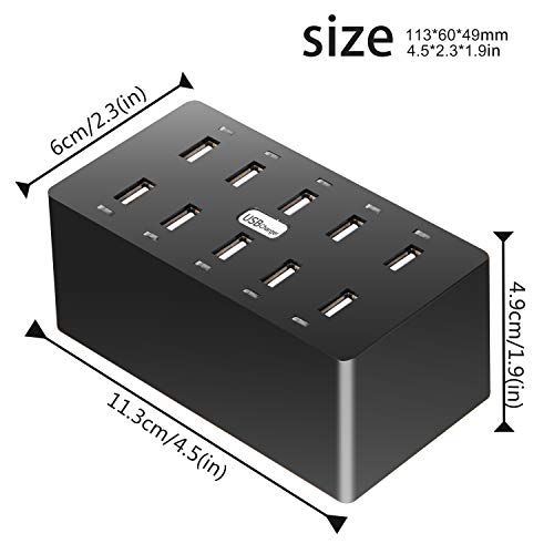 10 Ports Wall Charger, 50W 10-Port Family-Sized Desktop USB Rapid Charger,Multiple Charging Station,Compatible with Smartphones and Other USB Charging Devices