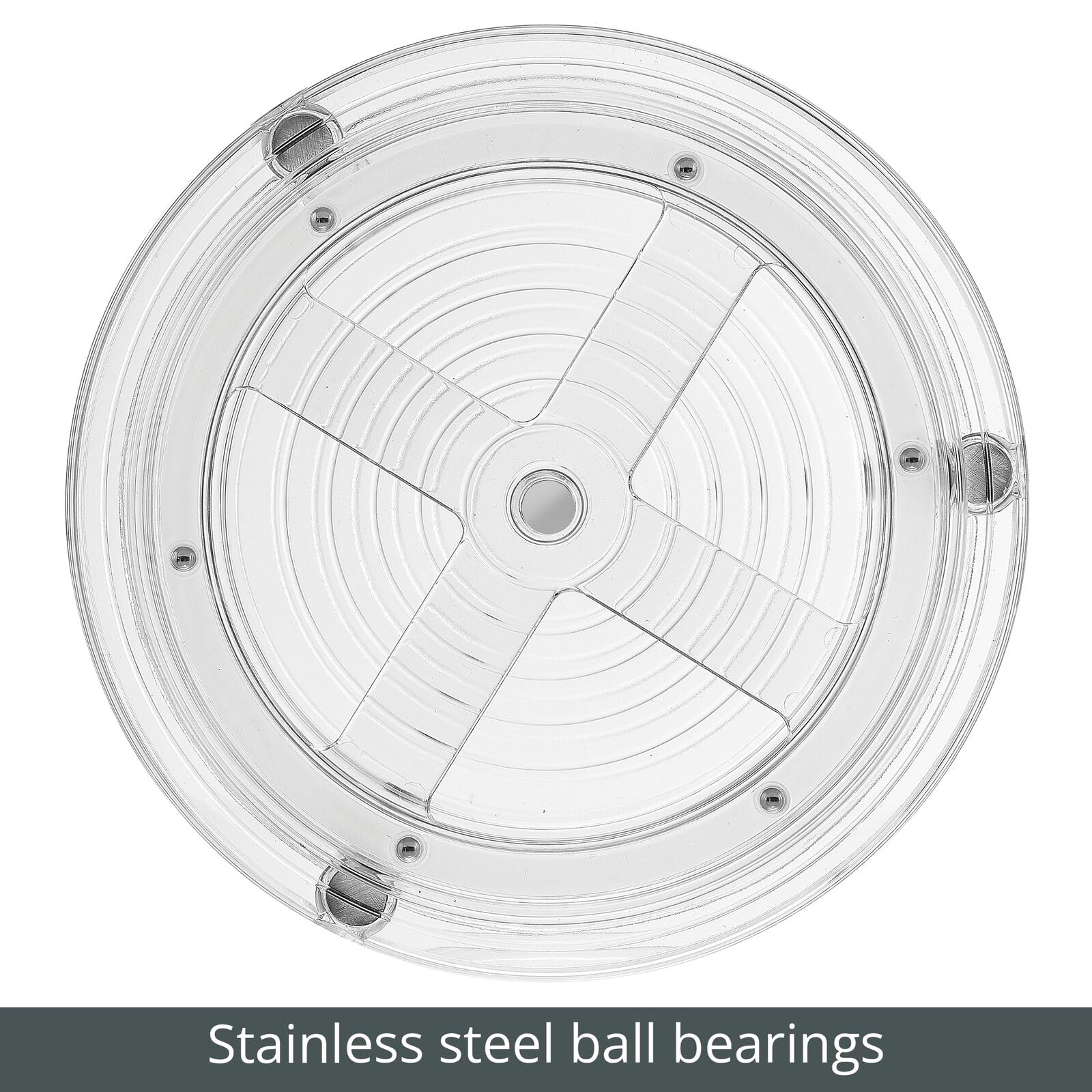 mDesign Plastic Spinning 2-Tier Lazy Susan Turntable Storage Tray - Rotating Organizer for Bathroom Vanity Counter Tops, Under Sink, Closets, Dressers - Clear/Chrome