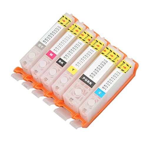 Fafeicy 5PCS Ink Cartridge,5 Colors Reusable Printing Ink Cartridge Desktop Photo Printers Accessories for (770-771)