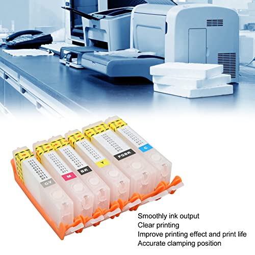 Fafeicy 5PCS Ink Cartridge,5 Colors Reusable Printing Ink Cartridge Desktop Photo Printers Accessories for (770-771)