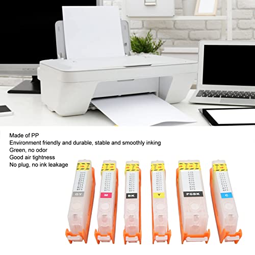 Fafeicy 5PCS Ink Cartridge,5 Colors Reusable Printing Ink Cartridge Desktop Photo Printers Accessories for (770-771)